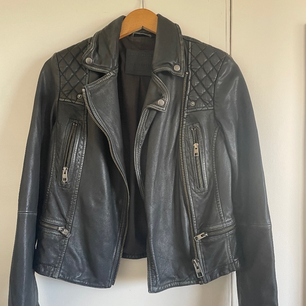 All Saints Black Leather Jacket - Gem